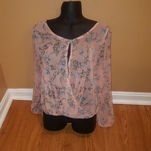 Tops | Cute Sheer Open Front Keyhole Blouse | Poshmark