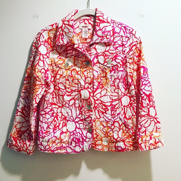 Appleseed's | Jackets & Coats | Orange Pink Lightweight Floral Cotton ...