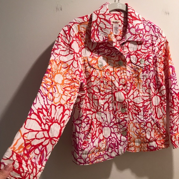 Appleseed's | Jackets & Coats | Orange Pink Lightweight Floral Cotton ...