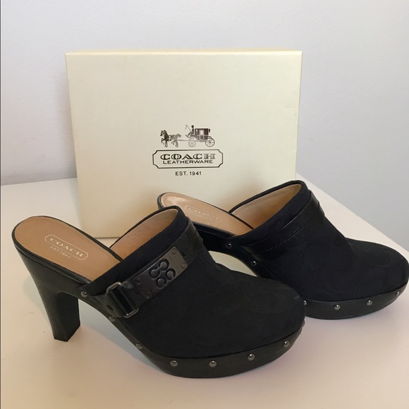 Coach | Shoes | All Black Out Studded Coach Mulesclogs | Poshmark
