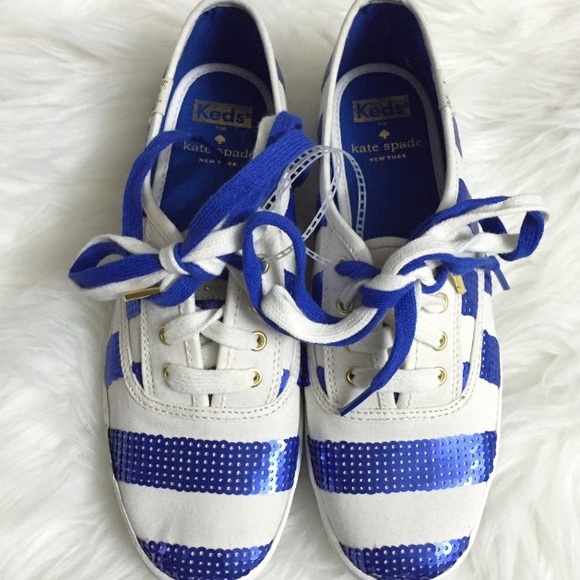 kate spade | Shoes | Kate Spade Keds Kick Blue Sequin Stripe Sneakers ...