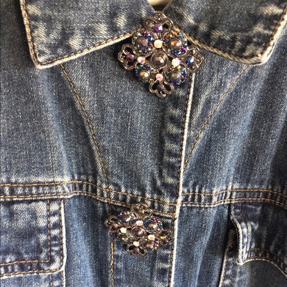 Chico's | Jackets & Coats | 2 Chicos Denim Jacket 5 Fab Rhinestone ...