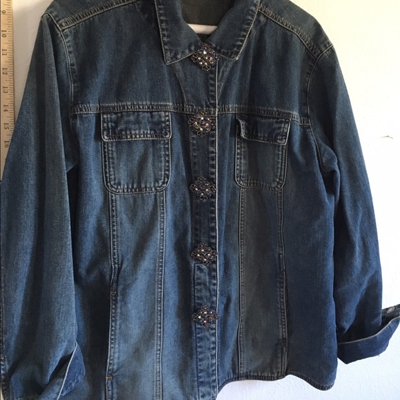 Chico's | Jackets & Coats | 2 Chicos Denim Jacket 5 Fab Rhinestone ...