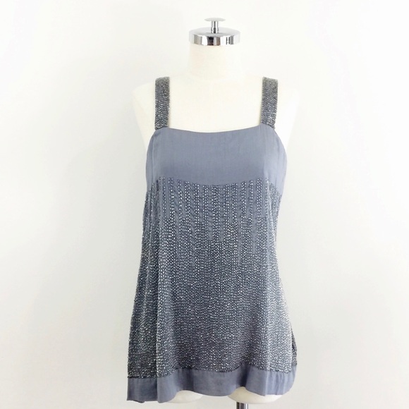 Blue Angels | Tops | Blue Angels Silver Beaded Blue Tank Tie Back ...