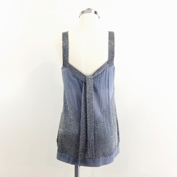 Blue Angels | Tops | Blue Angels Silver Beaded Blue Tank Tie Back ...