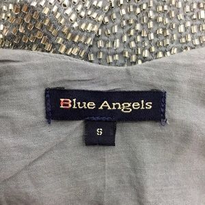 Blue Angels | Tops | Blue Angels Silver Beaded Blue Tank Tie Back ...