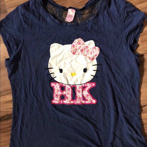 Shirts & Tops | Girls Hello Kitty Navy Top With Lace Back Neck | Poshmark