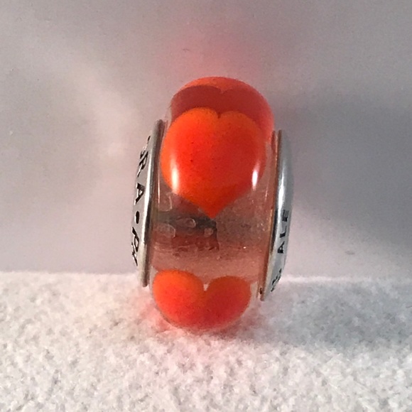 Pandora | Jewelry | Pandora Orange Heart Murano Closet Clearout | Poshmark