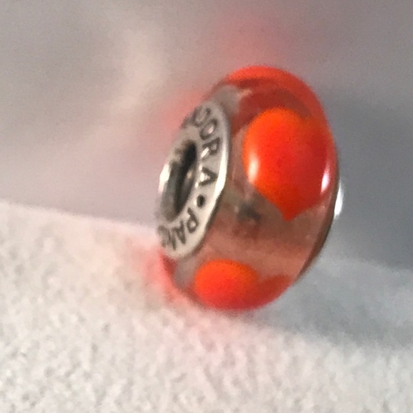 Pandora | Jewelry | Pandora Orange Heart Murano Closet Clearout | Poshmark