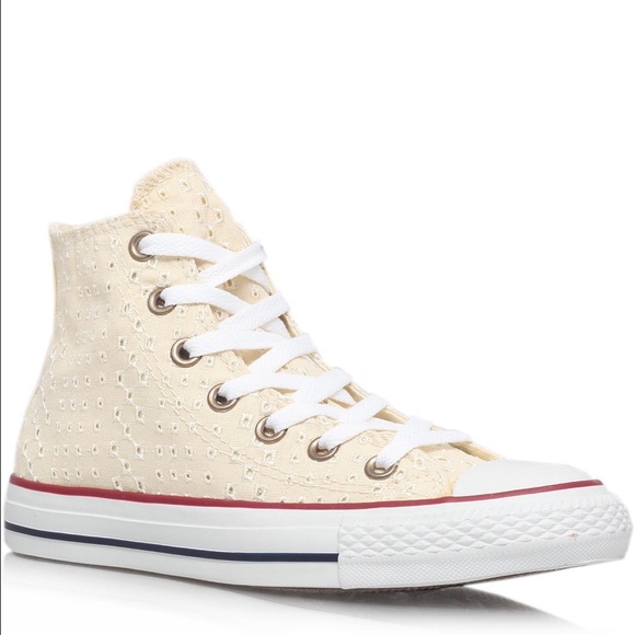 Converse | Shoes | New Converse Cream Eyelet High Top Trainers | Poshmark