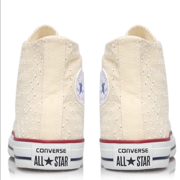 Converse | Shoes | New Converse Cream Eyelet High Top Trainers | Poshmark