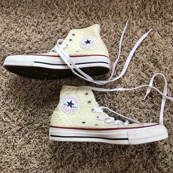 Converse | Shoes | New Converse Cream Eyelet High Top Trainers | Poshmark