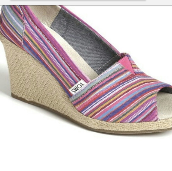 Toms | Shoes | Toms Pink Mutli Colored Striped | Poshmark