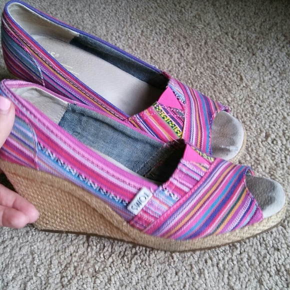 Toms | Shoes | Toms Pink Mutli Colored Striped | Poshmark