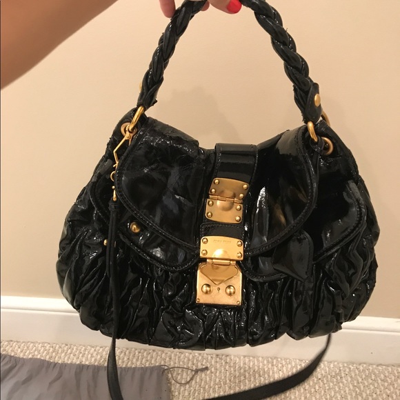 Miu Miu | Bags | Miu Miu Black Patent Leather Coffer Bag | Poshmark