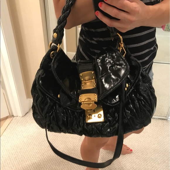 Miu Miu | Bags | Miu Miu Black Patent Leather Coffer Bag | Poshmark