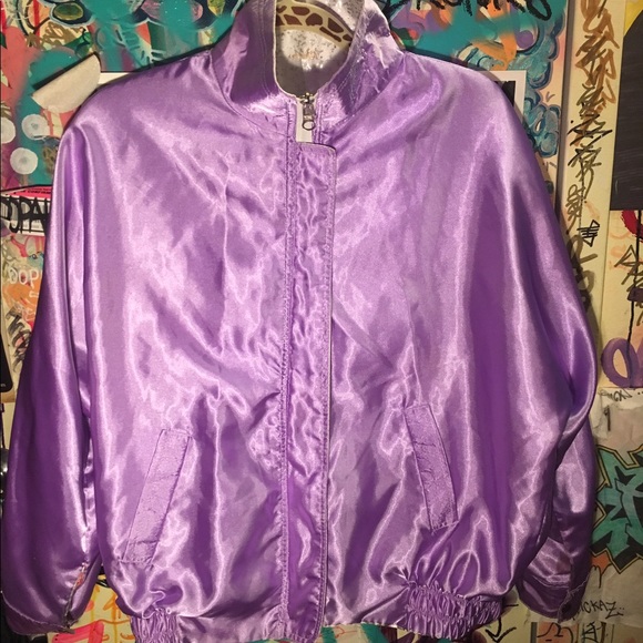 Jackets & Coats | Vintage Purple Floral Reversible Satin Jacket | Poshmark