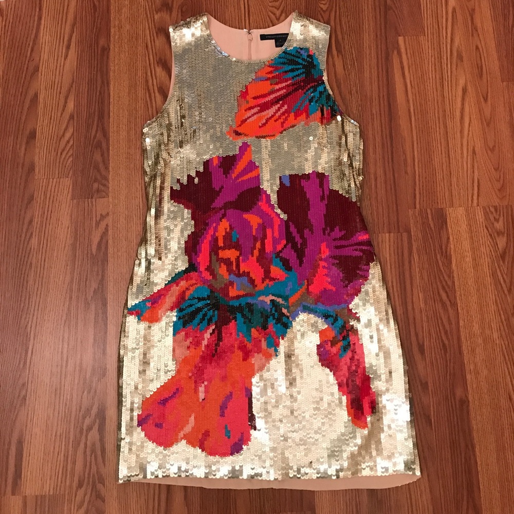 Hot French Connection Gold Sequin Mini Dress! - Gem
