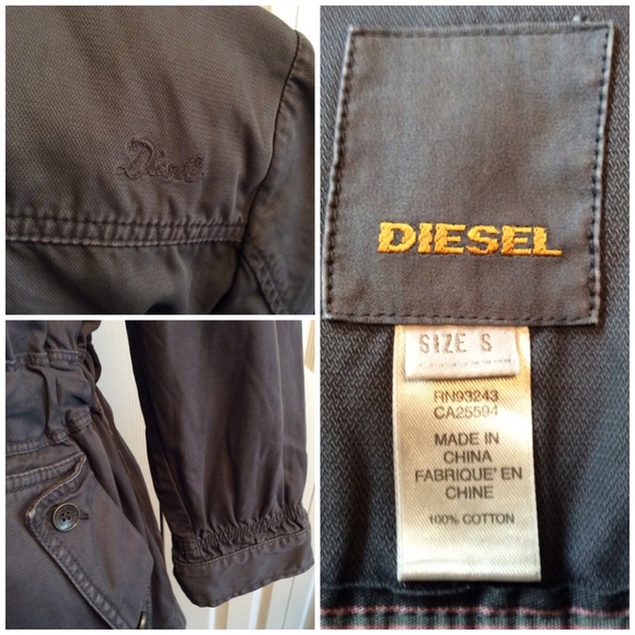 Diesel | Jackets & Coats | Diesel Grey Twill Drawstring Jacket | Poshmark