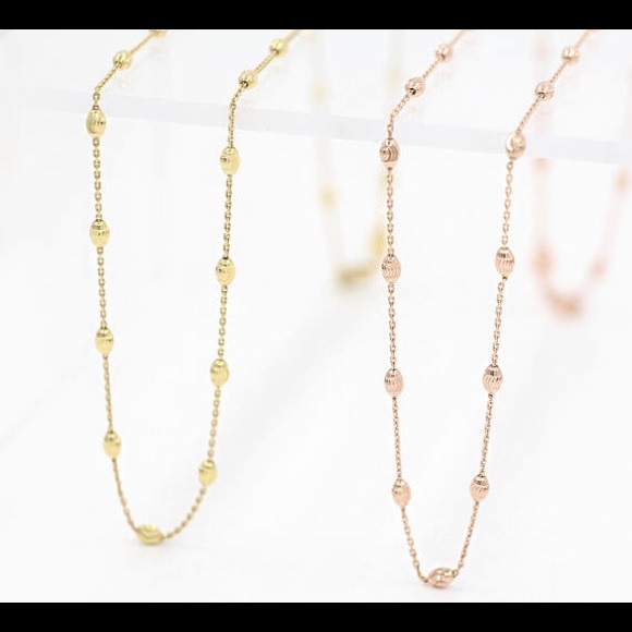Jewelry | 14k Solid Gold Chains Gold Beaded Chain Necklace | Poshmark