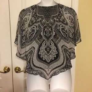 Sara Michelle | Tops | Sara Michelle Print Poncho Top Blackmulticolor S ...