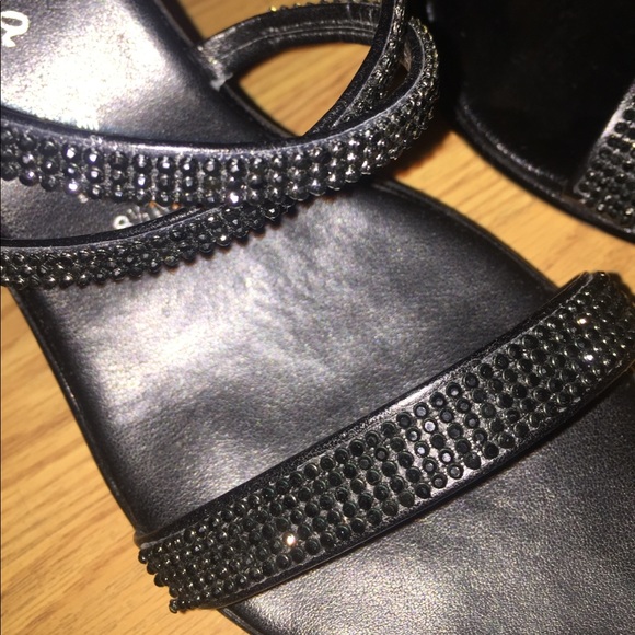 Contesa | Shoes | Contesa Italian Strappy Heels Black Rhinestones ...