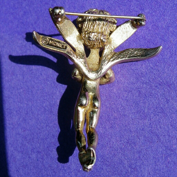 Monet | Jewelry | Vintage Monet Gold Tone Angel Cherub Fairy Brooch ...
