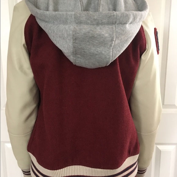 dELiA*s | Jackets & Coats | Burgundy Tan Gray Navy Letterman Jacket ...