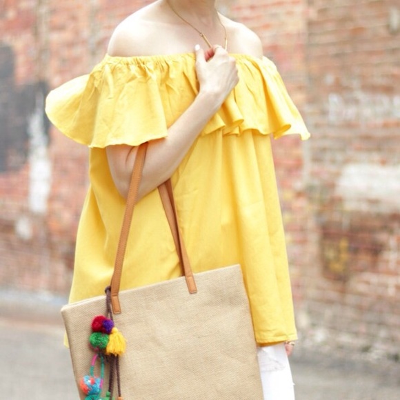 Tops | Nwt Womens Yellow Off The Shoulder Top | Poshmark