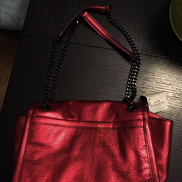 Coach | Bags | Red And Black Metallic Coach Purse Nwt | Poshmark