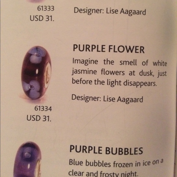 Trollbeads | Jewelry | Trollbeads Purple Flower 6334 Glas 925 Sterling ...