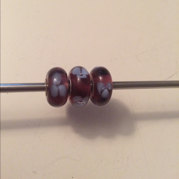 Trollbeads | Jewelry | Trollbeads Purple Flower 6334 Glas 925 Sterling ...