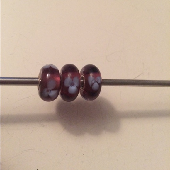 Trollbeads | Jewelry | Trollbeads Purple Flower 6334 Glas 925 Sterling ...