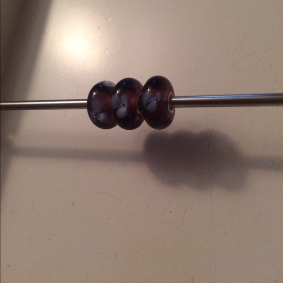 Trollbeads | Jewelry | Trollbeads Purple Flower 6334 Glas 925 Sterling ...