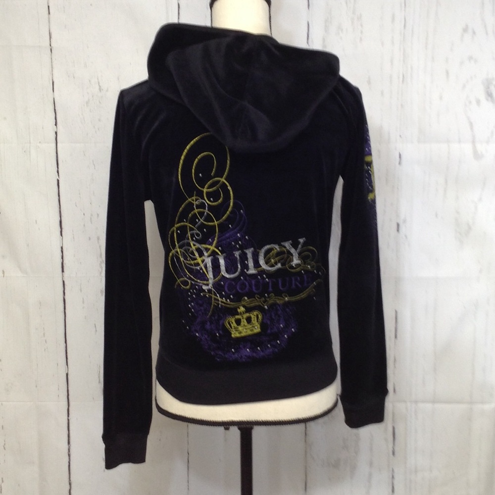 ( Juice Couture ) Black Velvet Zip Up Jackets - Gem