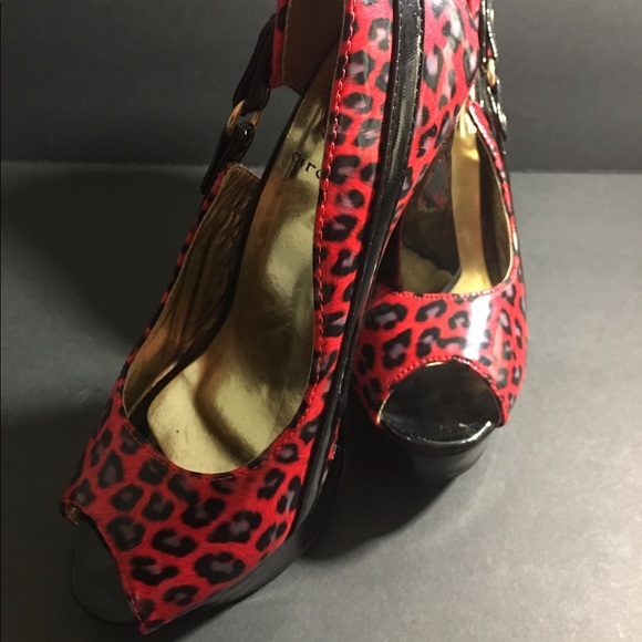Red Circle | Shoes | Red Circle Brand Heels Red And Black Leopard ...