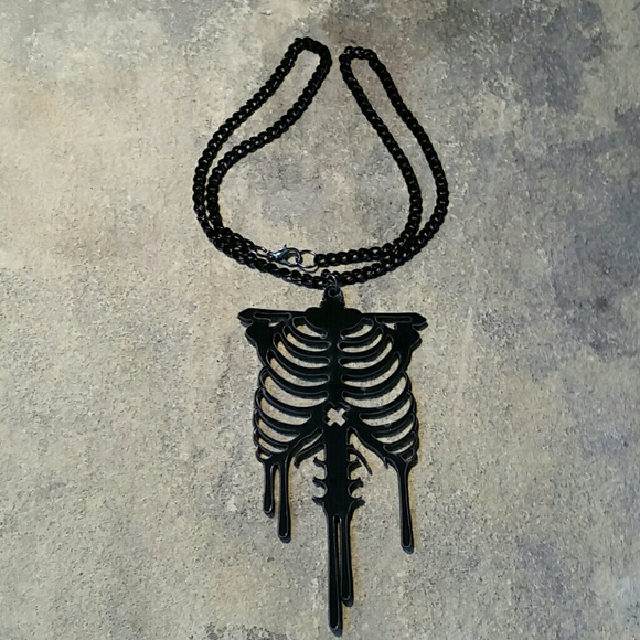 Jewelry | Huge Goth Skeleton Rib Cage Laser Cut Necklace | Poshmark