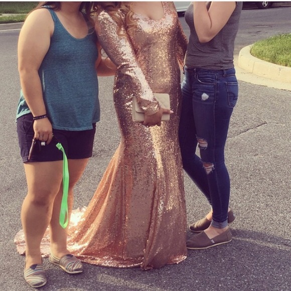Dresses | Custom Made Gold Sequin Dress | Poshmark