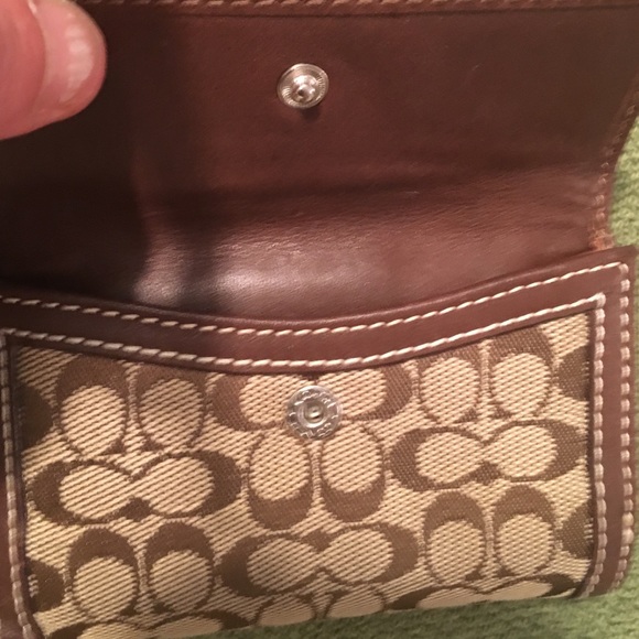 Coach | Bags | Pretty Browntan Signature Coach Small Wallet | Poshmark