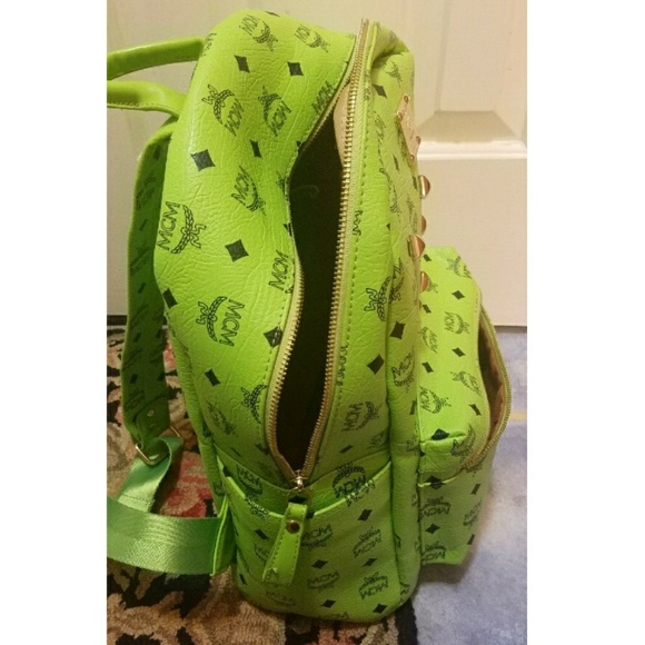Bags | Lime Green Mcm Backpack Large | Poshmark