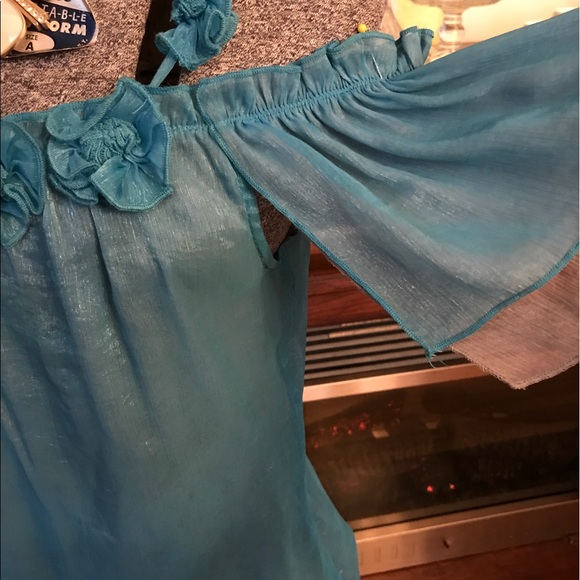 Tops | Aqua Colored Summer Off The Shoulder Top Size Sm | Poshmark
