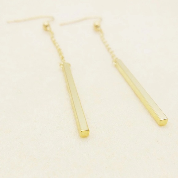 DYOSARA | Jewelry | Vertical Bar Chain Gold Earrings | Poshmark