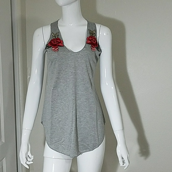 Tops | 4 For 2 Floral Rose Applique Tank Top | Poshmark