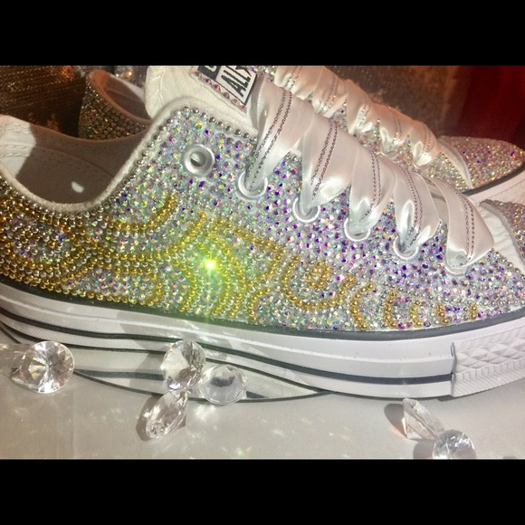 Converse | Shoes | Custom Curve Design Bling Converse Made To Order ...