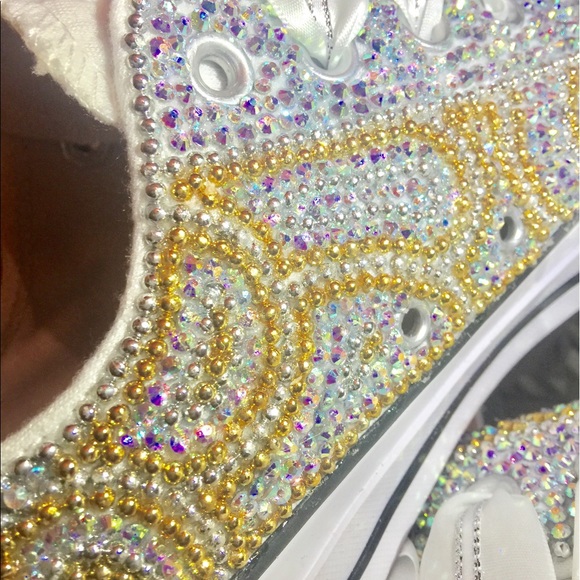 Converse | Shoes | Custom Curve Design Bling Converse Made To Order ...
