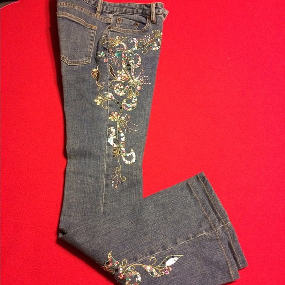 Cache | Jeans | Cach Embroidered And Embellished Jeans Size | Poshmark