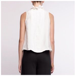 Tops | White Gathered Ruffle Neck Pleated Top D4 | Poshmark