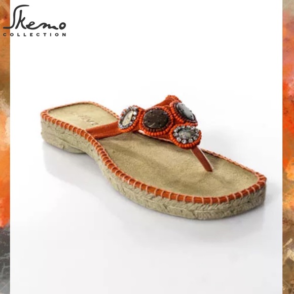 Skemo | Shoes | Skemo Chic Orangebeige Beaded Espadrille Sandals | Poshmark