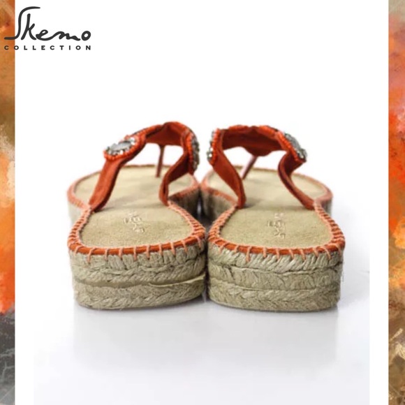 Skemo | Shoes | Skemo Chic Orangebeige Beaded Espadrille Sandals | Poshmark