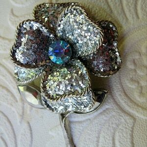 Vintage | Jewelry | Vintage Bling Silver And Ab Floral Set | Poshmark